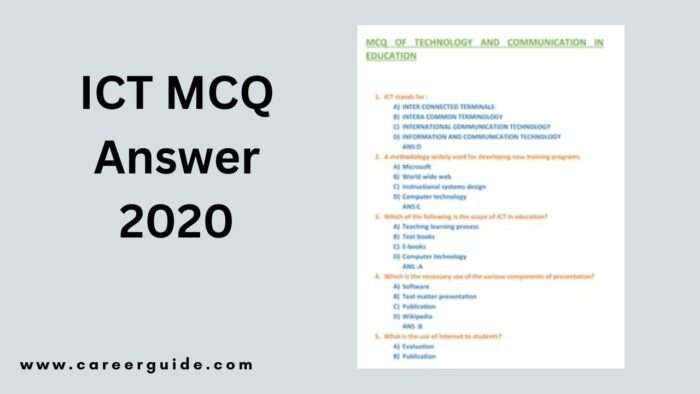 ICT MCQ Answer 2020 : Sample Question, Preparing - CareerGuide